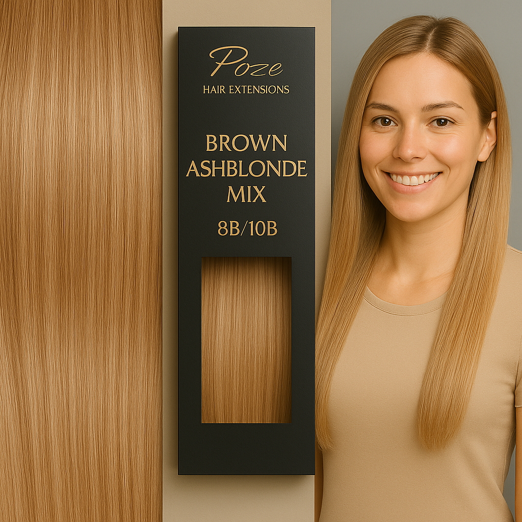 Poze Standard Tape On Extensions - 50g Brown Ashblonde Mix 8B/10B - 50cm